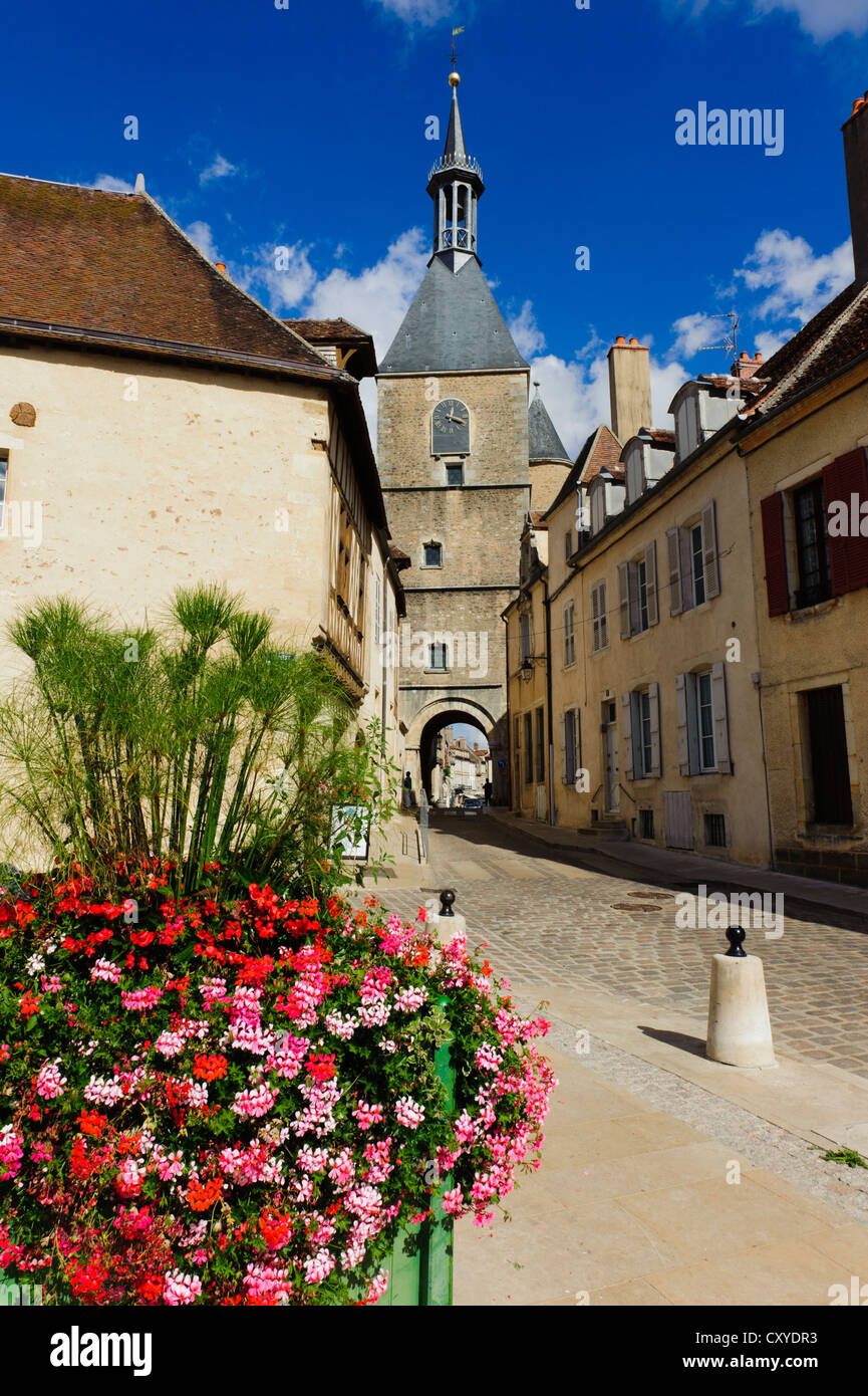 Town Gate and Clock Tower, Avallon Stock Photo - Alamy