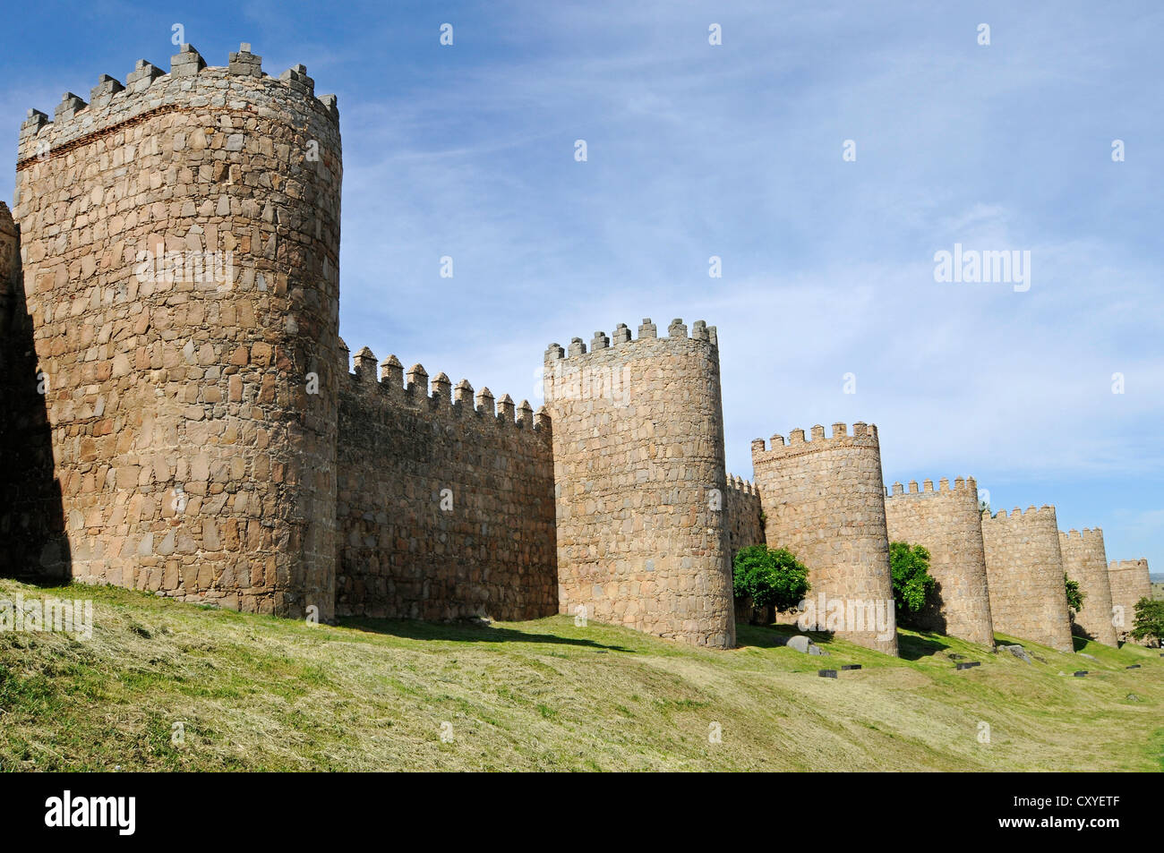City walls, towers, Avila, Castile-Leon, Spain, Europe, PublicGround ...