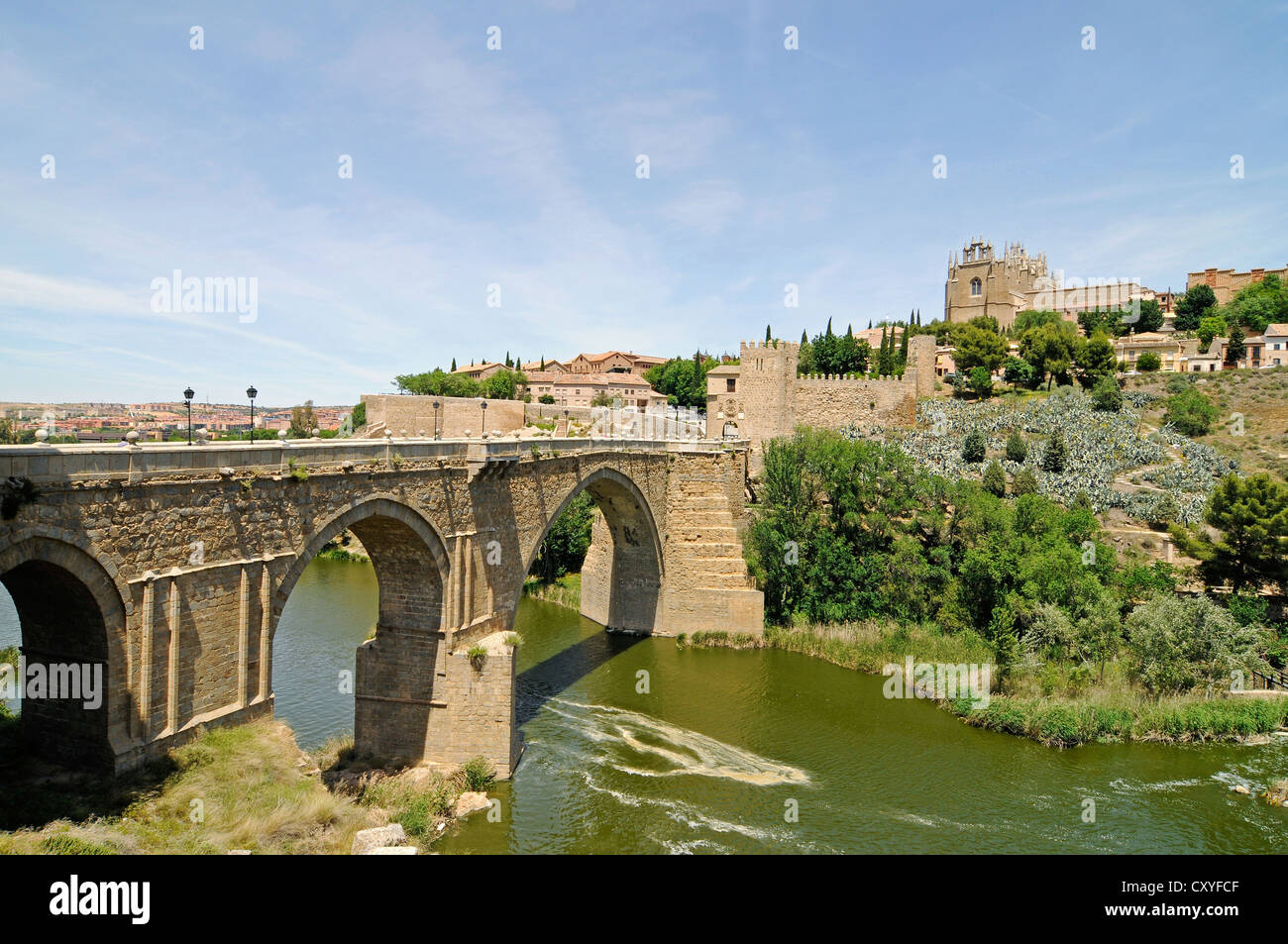 Puente de San Martin, bridge over the Tagus river, Rio Tajo, Toledo ...