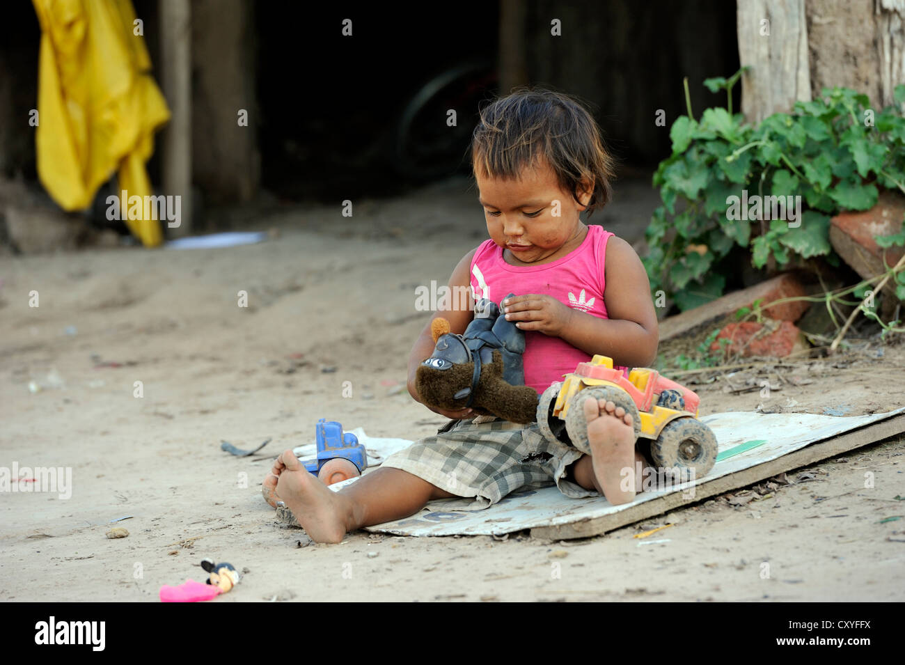Girl playing, village of Onedi, indigenous Pilaga people, Gran Chaco ...