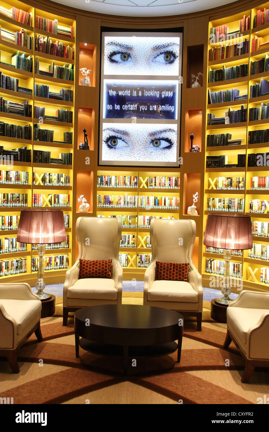 Celebrity Reflection cruise ship, launched in October 2012. The library ...