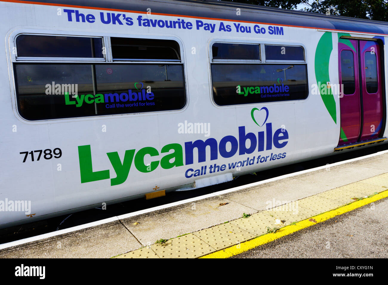 An advert for Lycamobile pay as you go SIM cards on the side of a South ...
