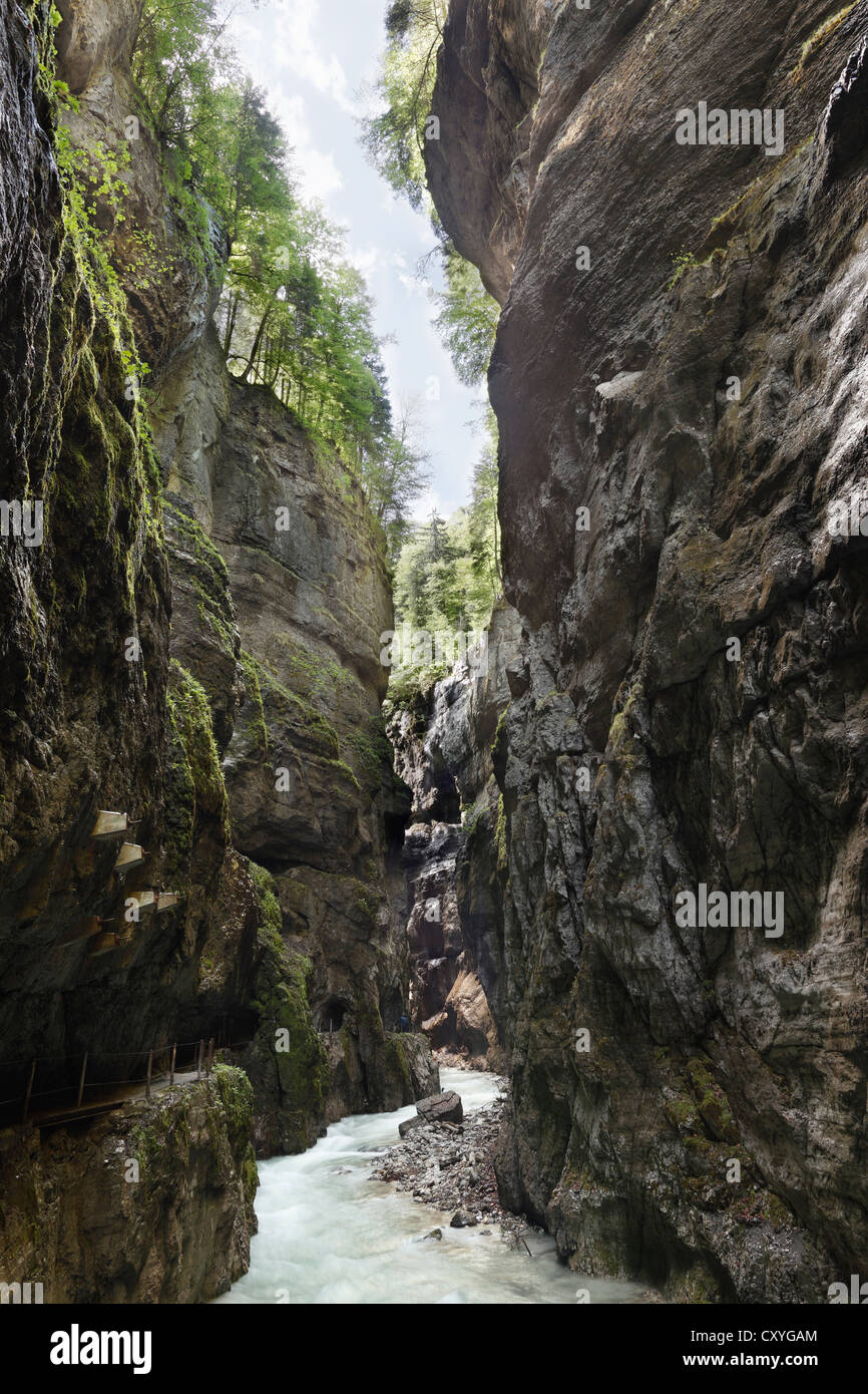 Partnachklamm gorge, Partnach river, Garmisch-Partenkirchen ...