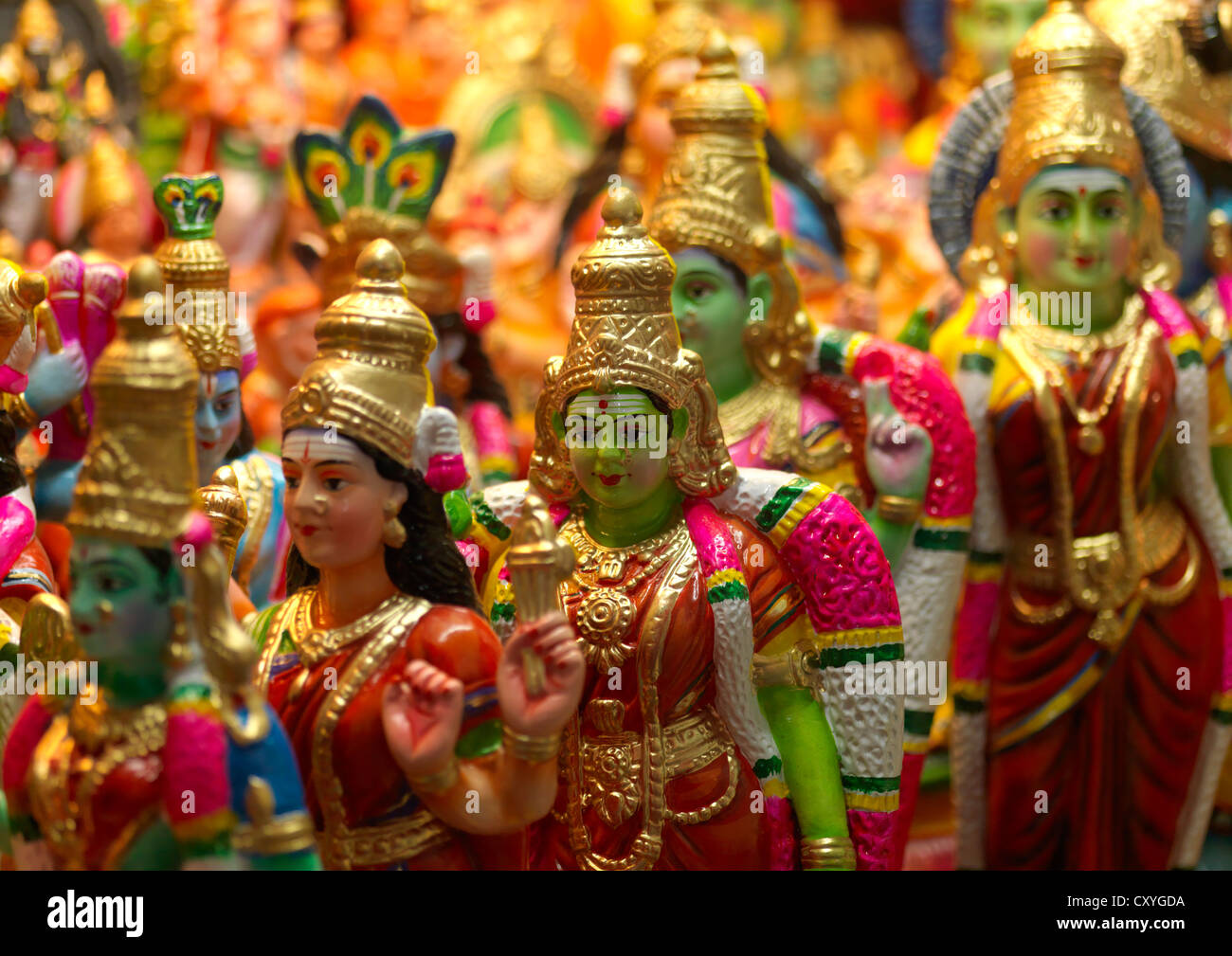 Collection Of Small Colorful Figurines Of Hindu Gods In A Store ...