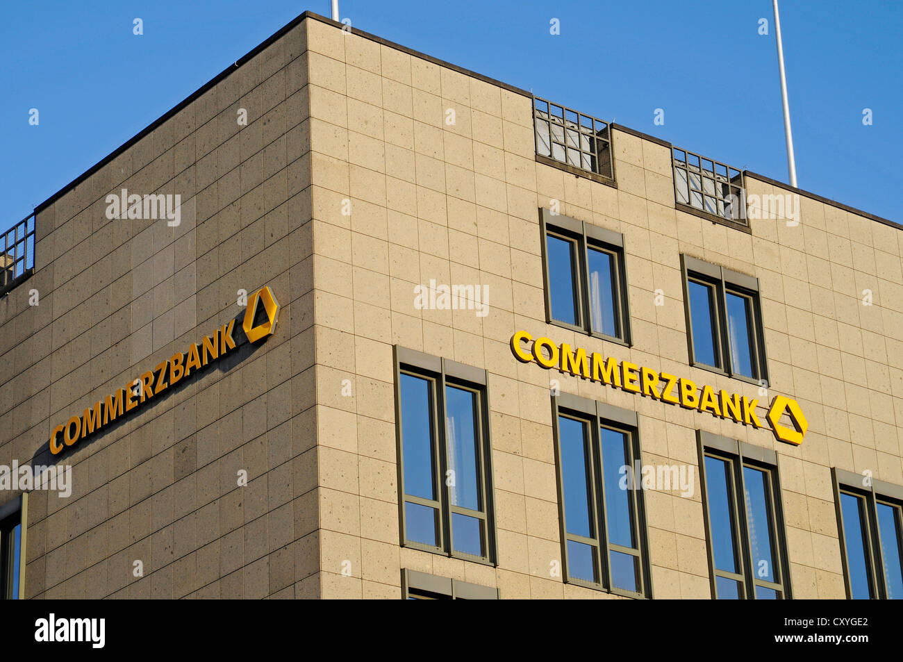 Commerzbank building with logos, Duesseldorf, North Rhine-Westphalia ...