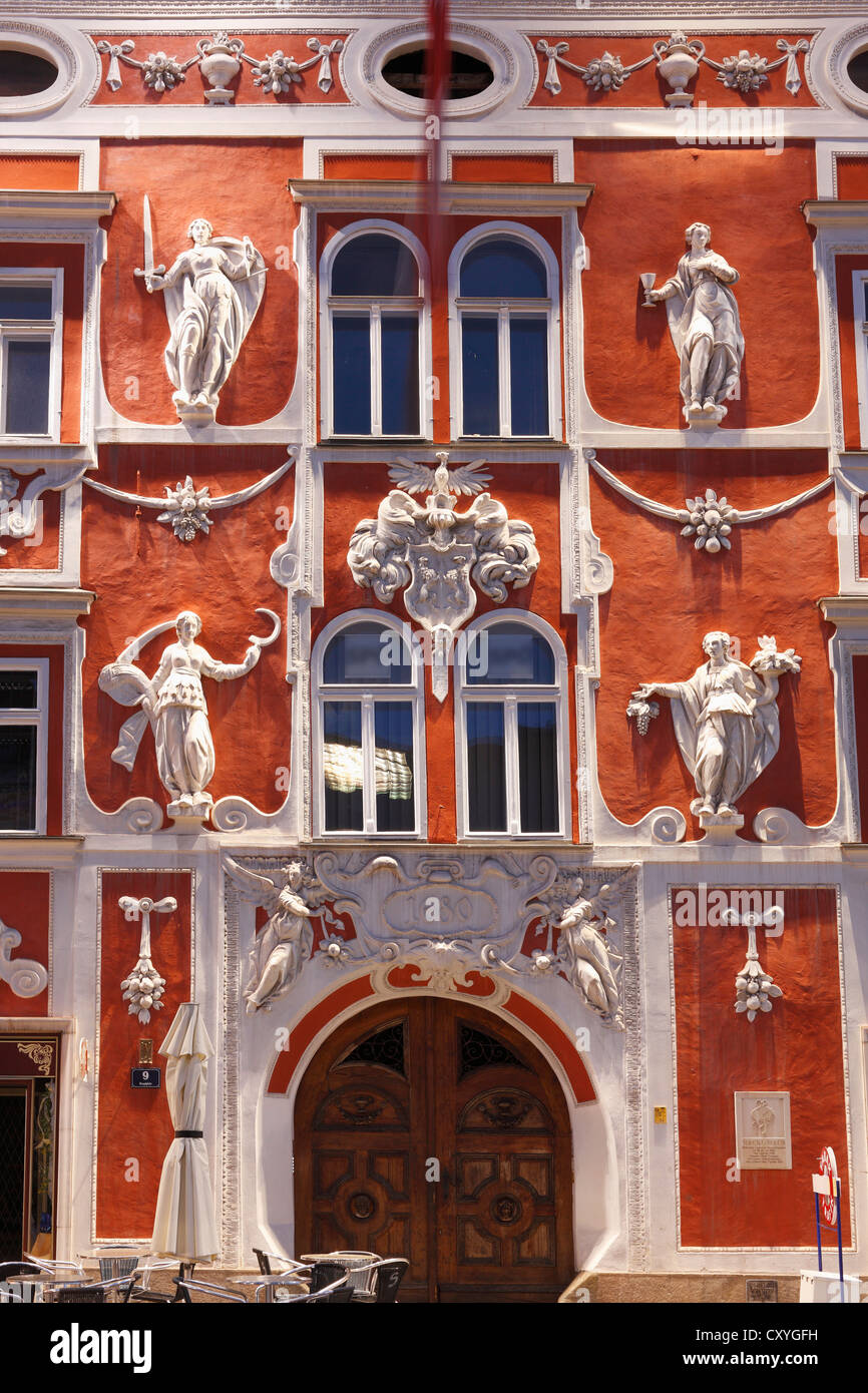 Facade of the Hacklhaus building, Leoben, Upper Styria, Styria, Austria ...