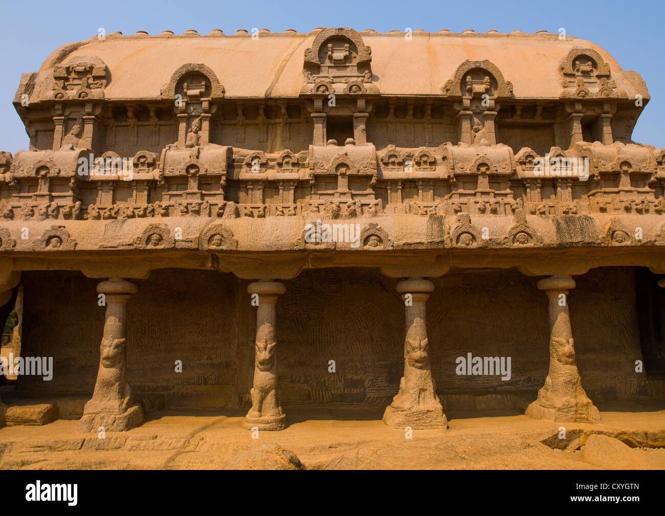 The Rock Cut Monolithic Bhima Ratha Temple, Mahabalipuram, India Stock ...