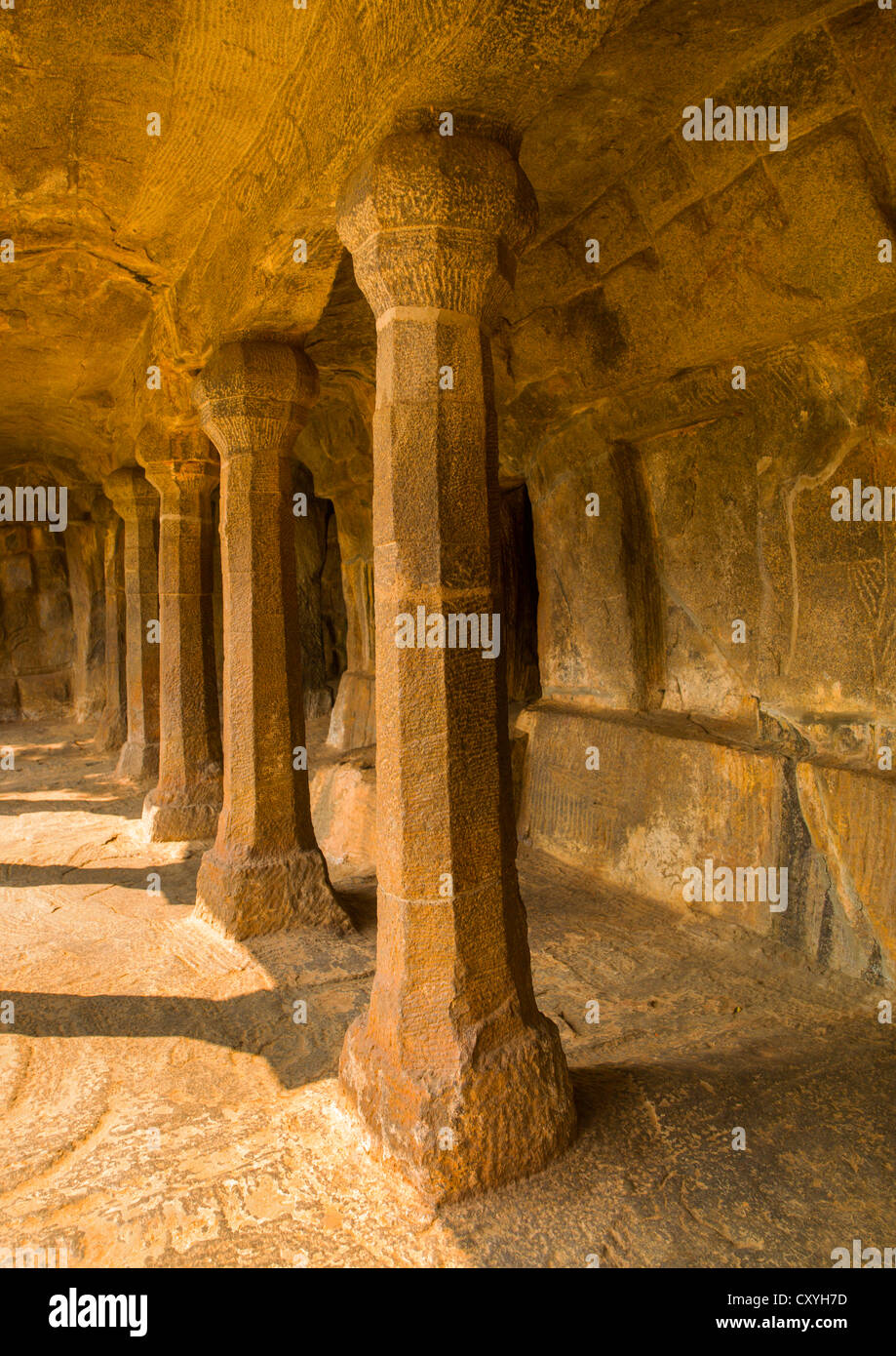 Stone Pillars Cut In Rocks At Arjuna's Penance, Mahabalipuram, India ...