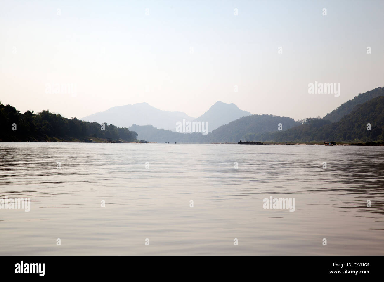 Laos Mekong landscape Stock Photo - Alamy