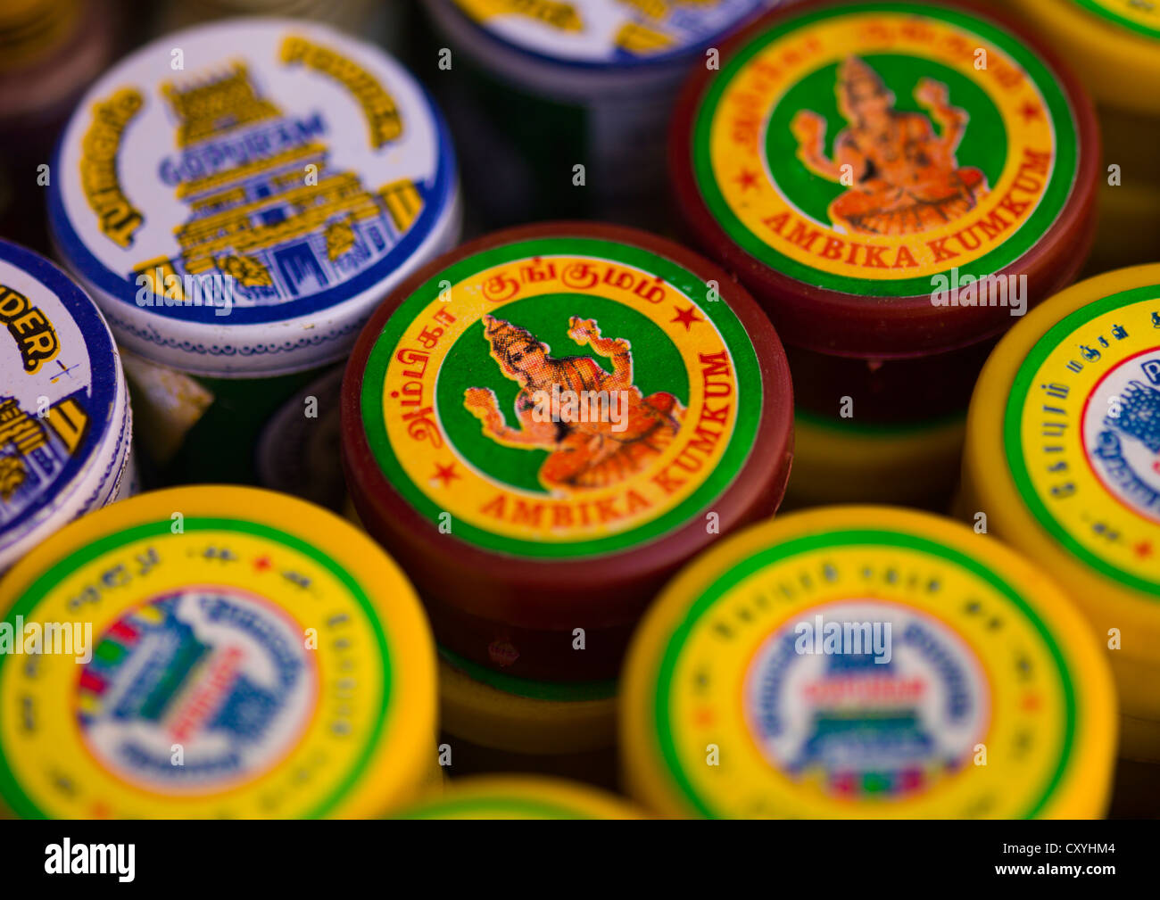 Jars Of Kumkum Powder Used For Worshiping Hindu Gods, Pondicherry ...