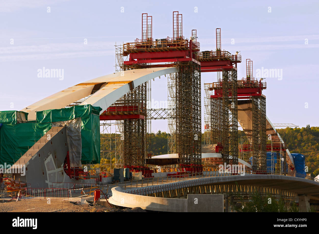 Construction of a bridge over the river Stock Photo - Alamy