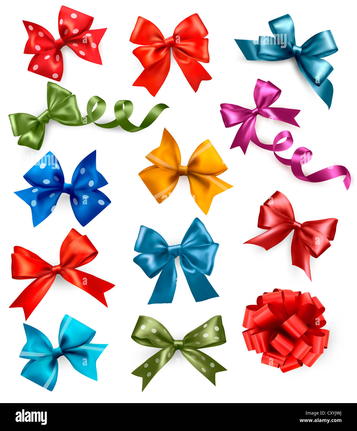 Big set of colorful gift bows with ribbons Stock Photo - Alamy