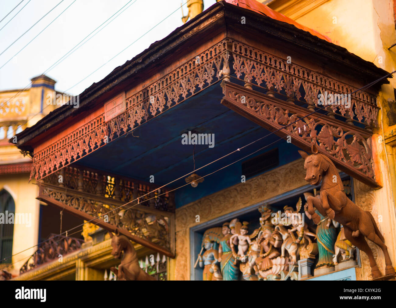 Statues Of Animals And Hindu Character Adorning The Entrance Of A ...