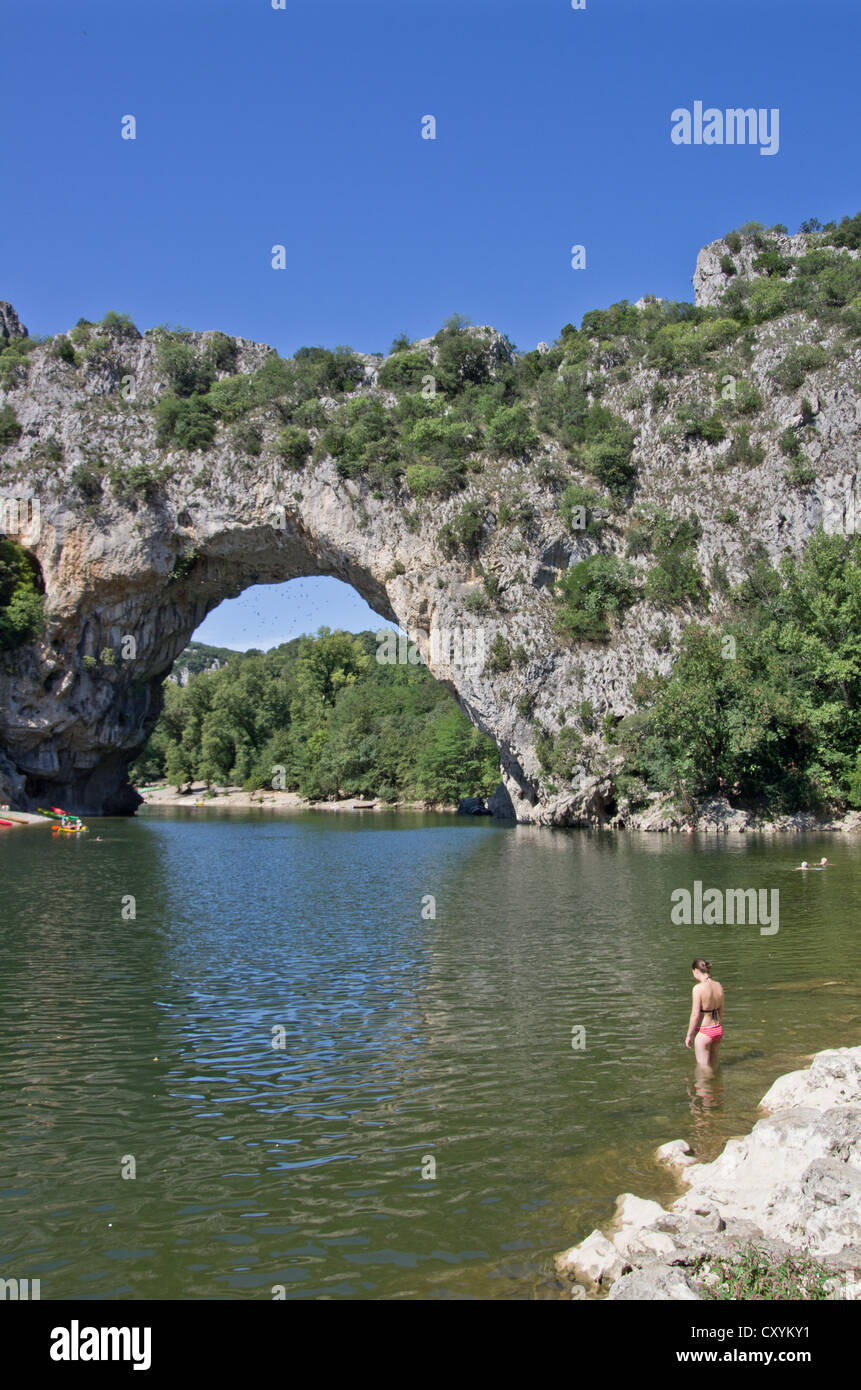 Ardeche Pont d' Arc limestone arch Stock Photo - Alamy