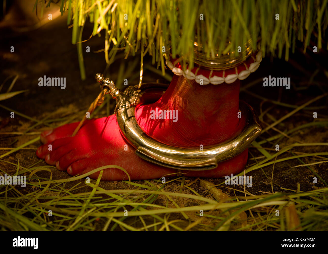 Painted Foot Of A Theyyam Artist Ready For Theyyam Ceremony, Thalassery ...