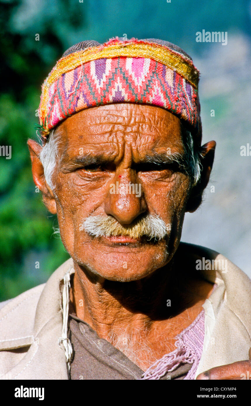 Portrait of a farmer from the remote Pangi Valley, Pangi, India, Asia ...