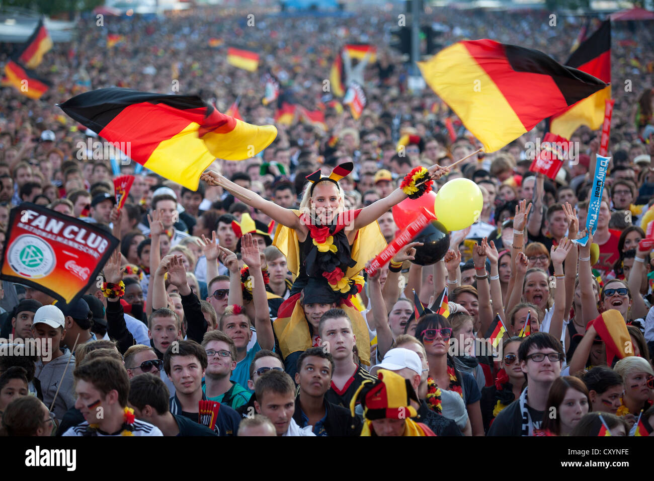 Football fans watching the first match of the German national team ...