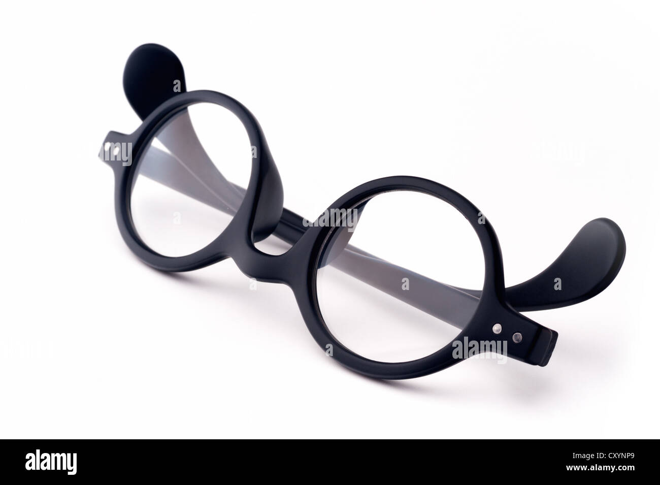 Old-fashioned round black eyeglasses, isolated on white background ...