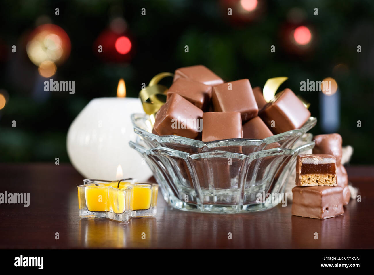 Bowl with Dominosteine, traditional German Advent confectionary ...