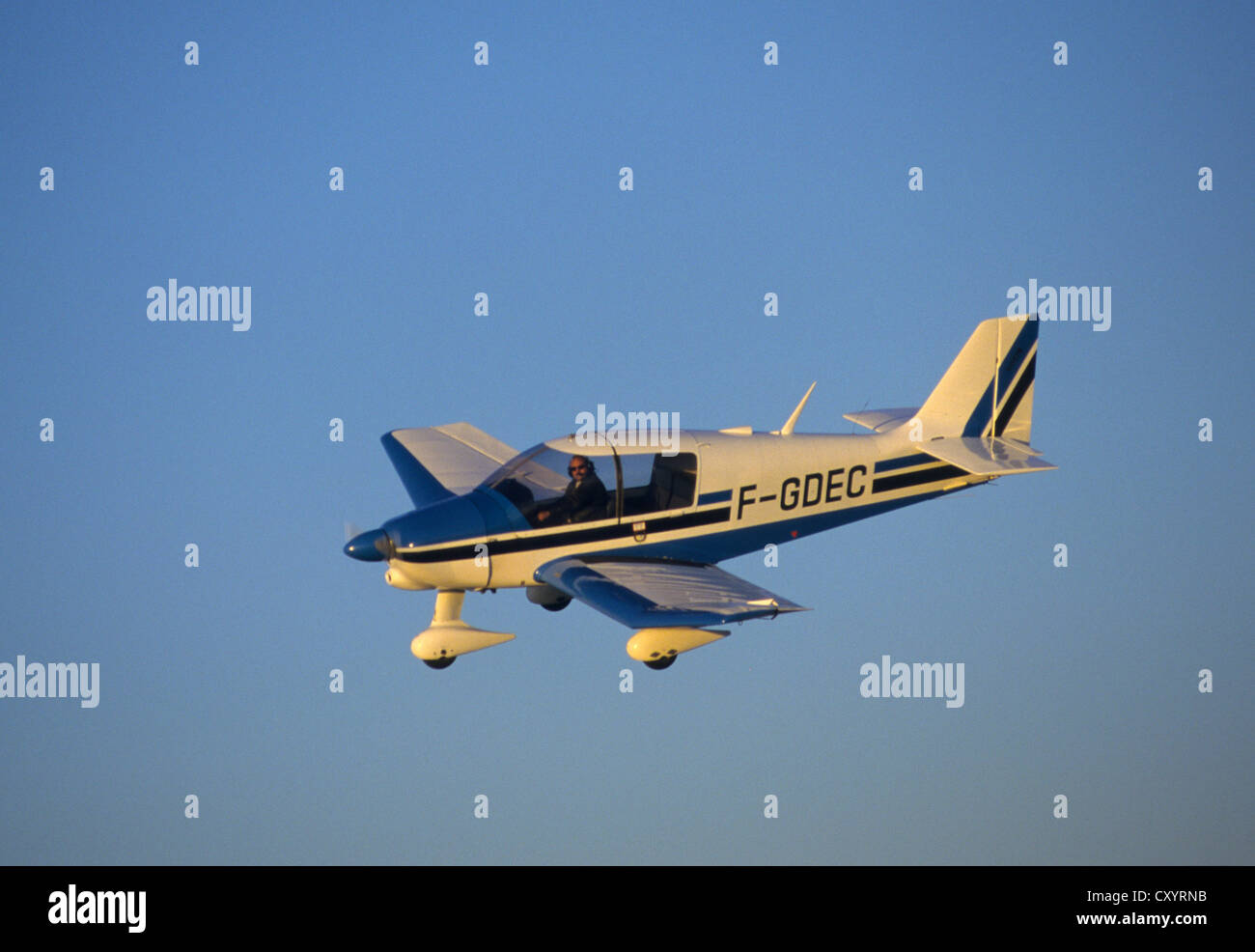 French plane Robin DR400-120 in flight at evening, France Stock Photo ...