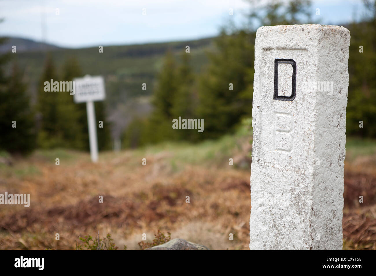 Boundary stone, border between Germany and the Czech Republic at Mt ...