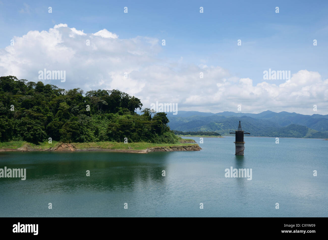 Arenal dam at the foot of the Arenal volcano, La Fortuna, Costa Rica ...