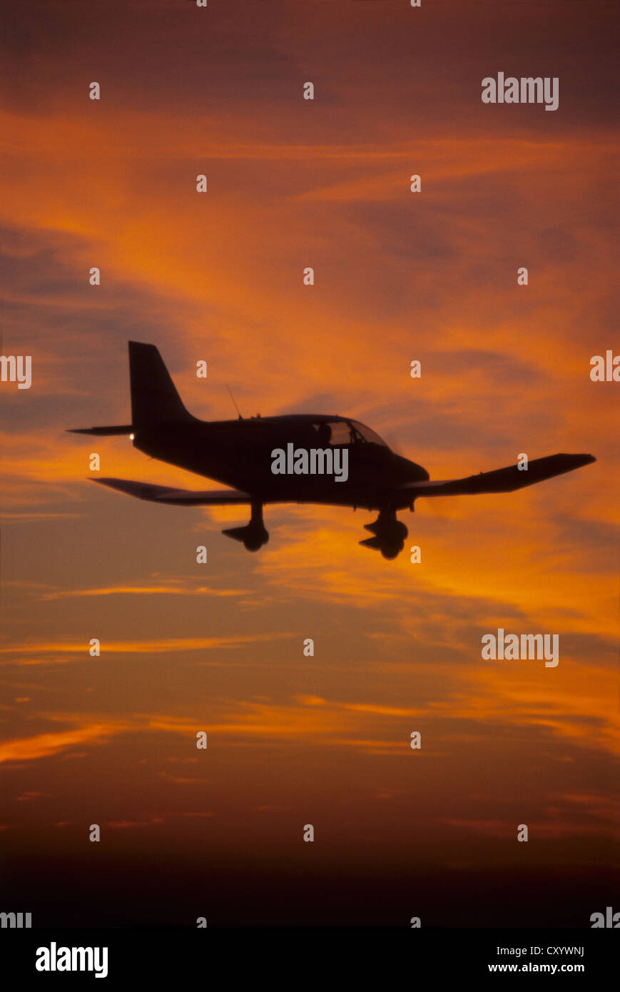 French plane Robin DR400-120 flying at dusk, France Stock Photo - Alamy