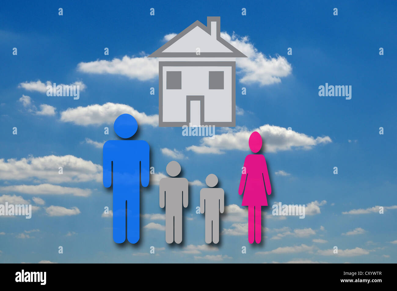 Pictogramme, family, own home, symbolic images, dream of owning your ...