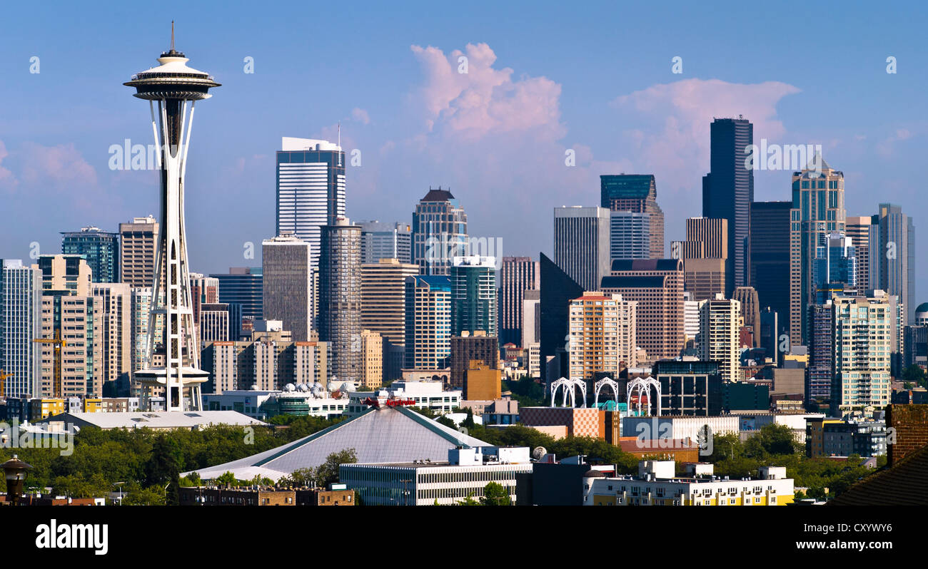 Skyline seattle usa space needle architecture hi-res stock photography ...