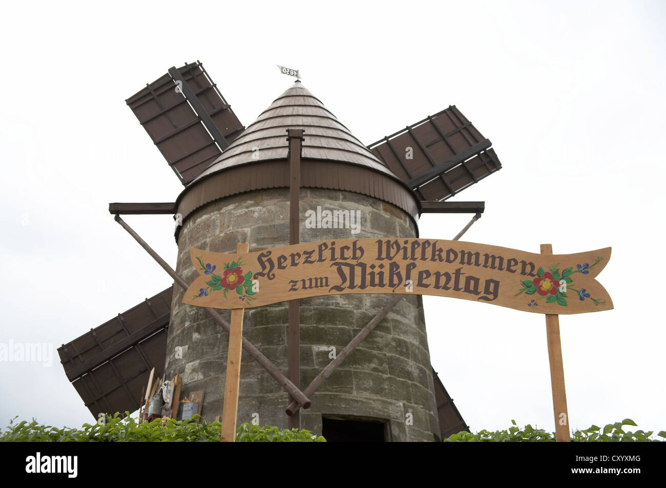 Mill celebration day at the smallest windmill in Saxony, Reichstaedt ...