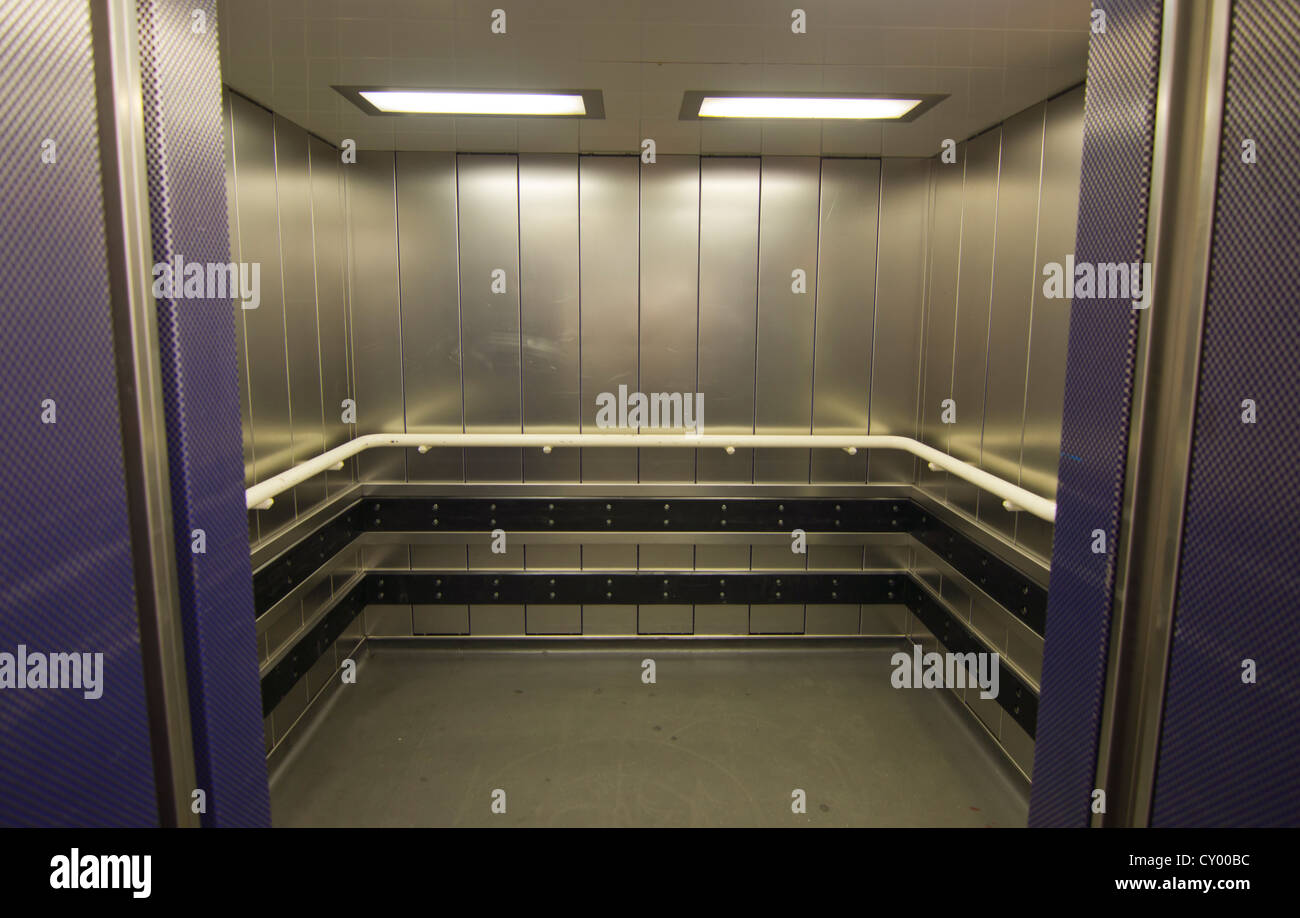 Front view of a modern elevator/lift at York railway station Stock ...