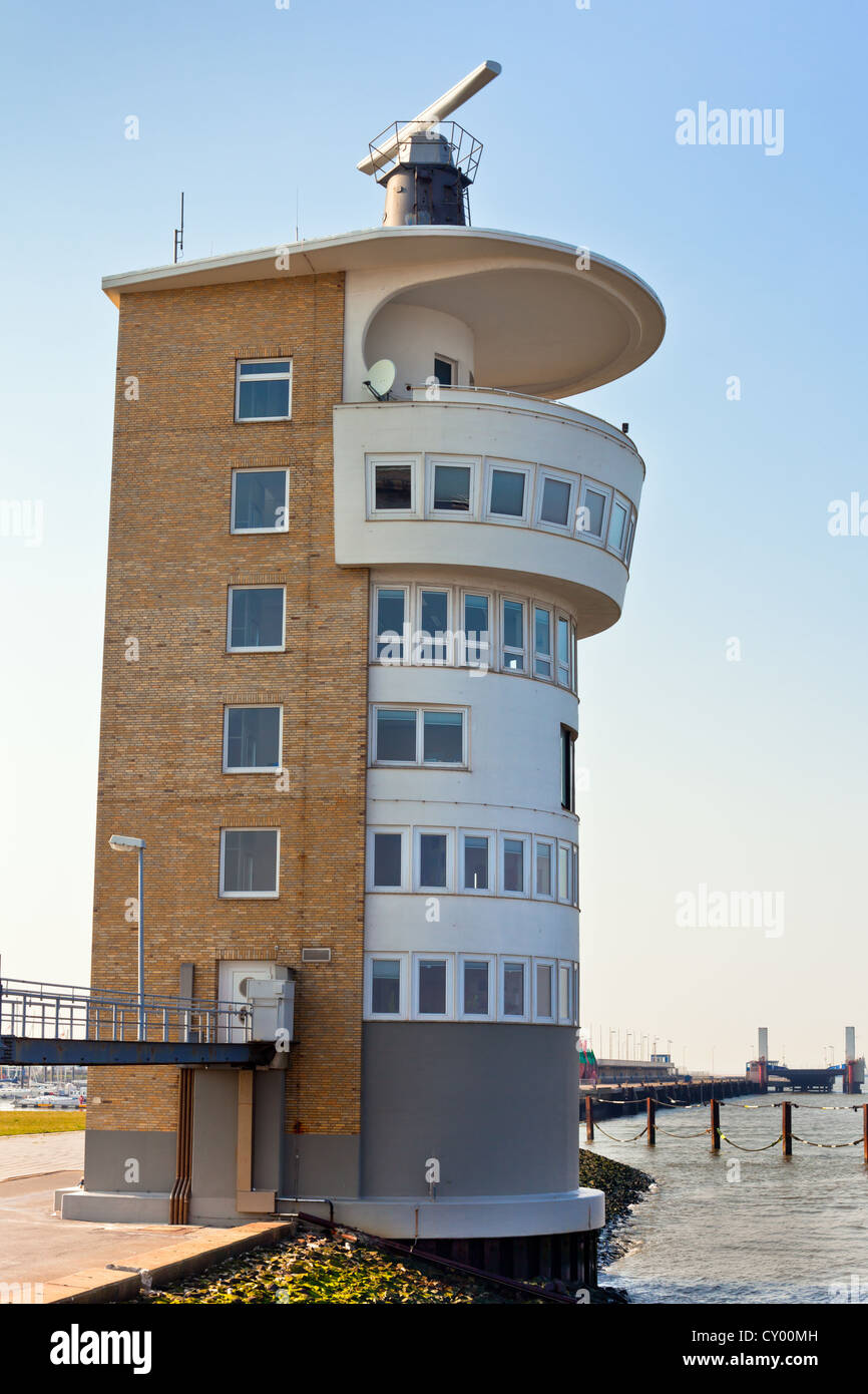 Modern lighthouse at German North Sea coast. Vertical shot Stock Photo ...