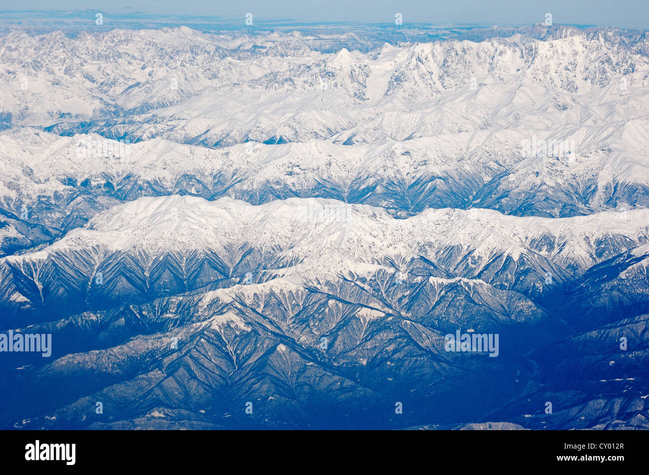 Caucasus Range, Caucasus Mountains, view from airplane Stock Photo - Alamy