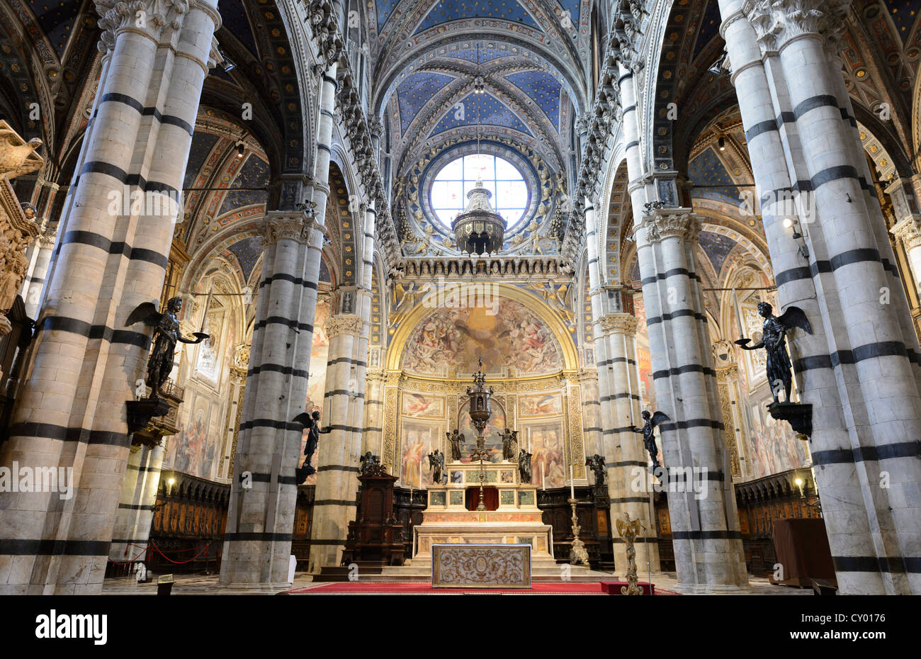 Interior view, altar area, Cathedral of Siena, Cattedrale di Santa ...
