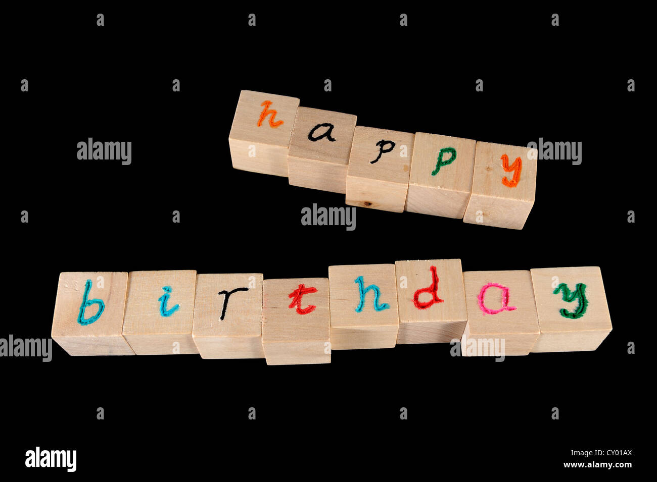 Happy birthday words on group of wooden cube Stock Photo - Alamy