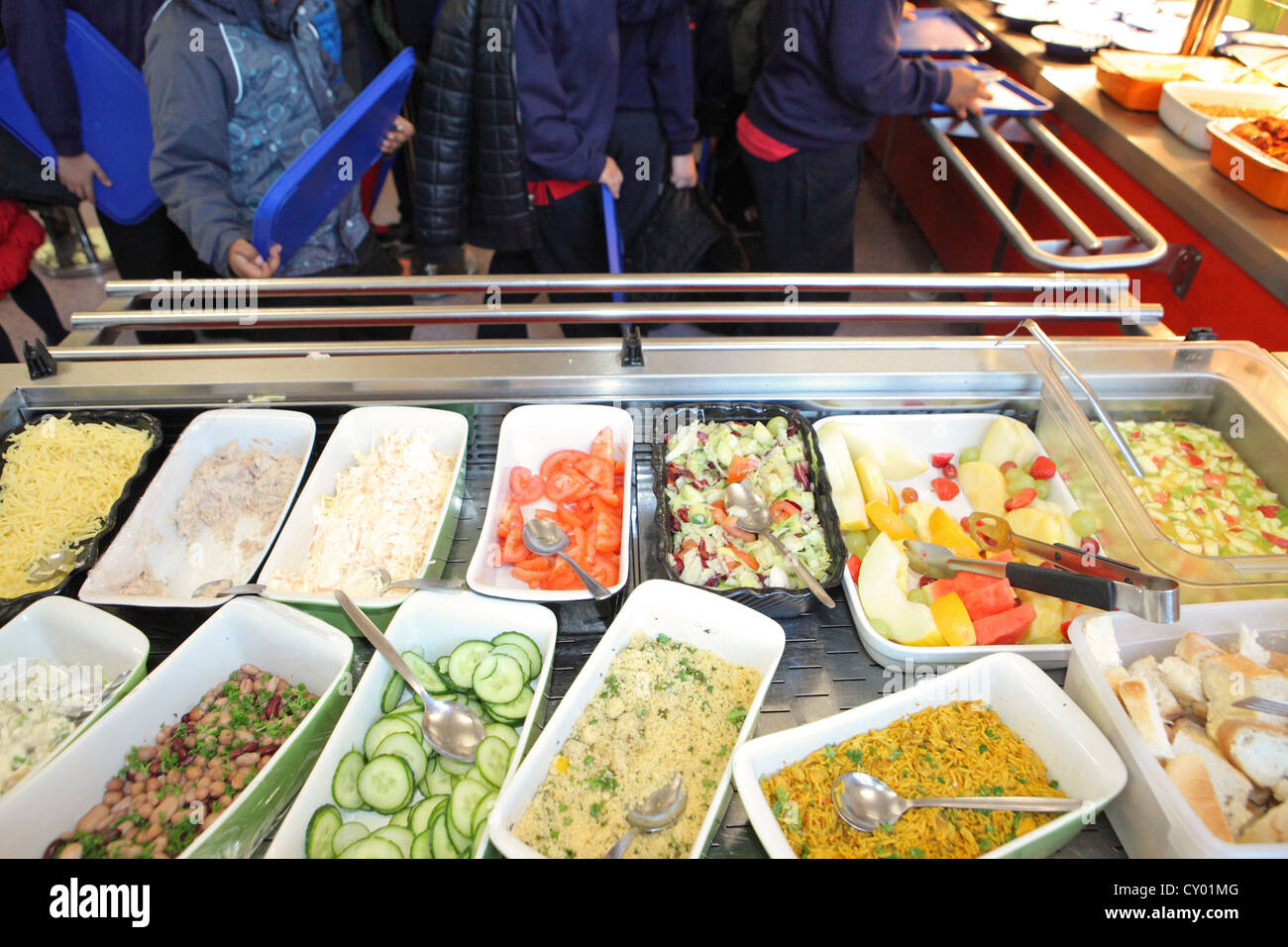 Pupils at London Primary school in queue for healthy salad bar at ...