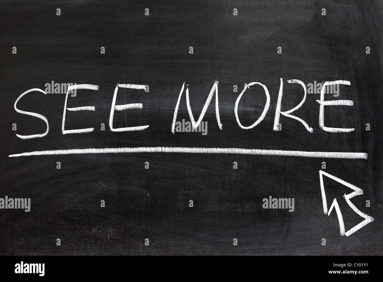 See more words and mouse pointer drawn on chalkboard Stock Photo - Alamy