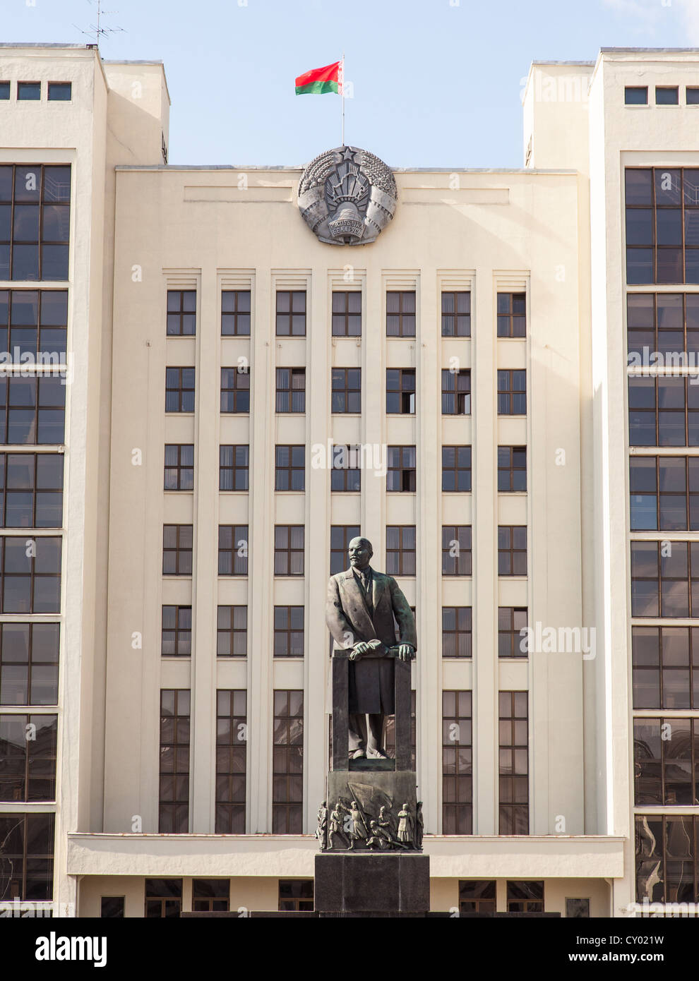 A statue of Lenin outside a government building in Minsk Stock Photo ...