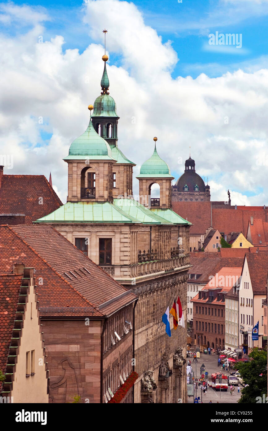 Nuremberg, Germany, A view from Nuremberg castle of Town hall (Rathaus ...