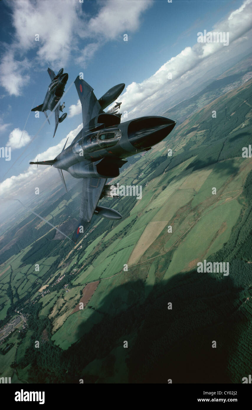 RAF Phantom flying above fields Stock Photo - Alamy