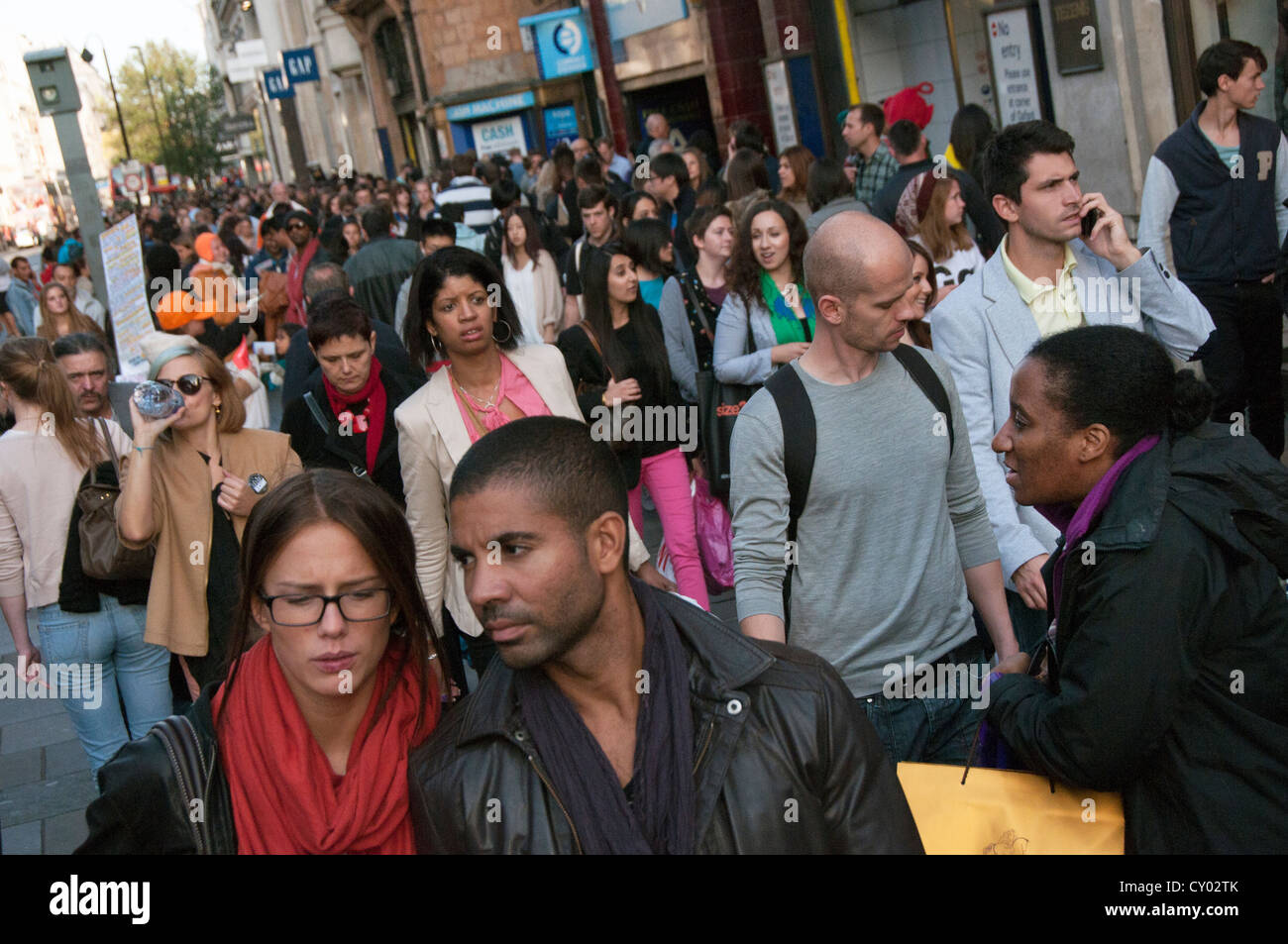 Multicultural crowd in oxford street Stock Photo, Royalty Free Image ...