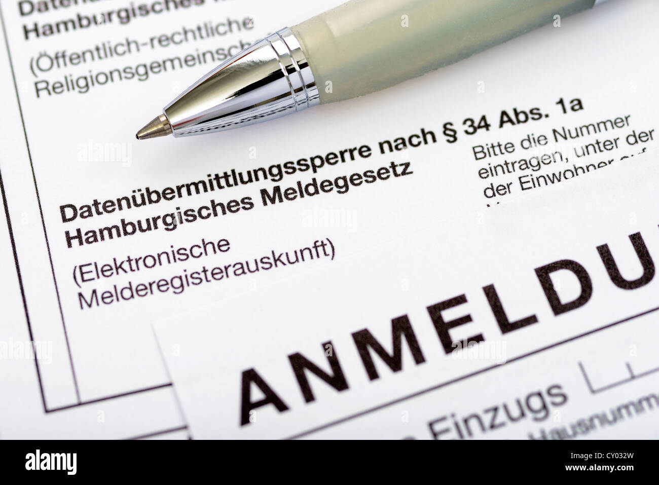 Registration form for the German Residents' Registration Office ...