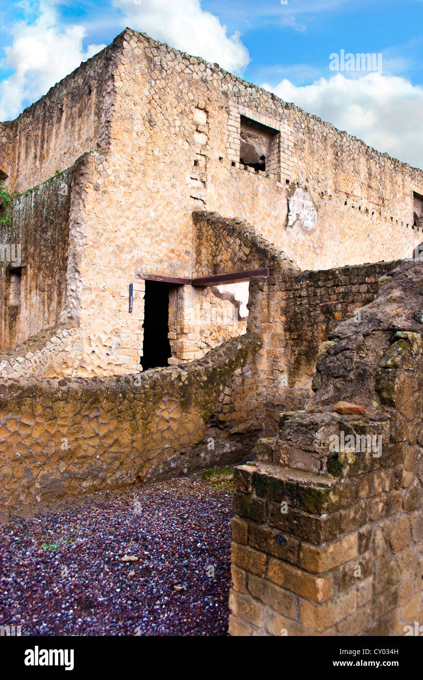 A view of Herculaneum archaeological site, Herculaneum ruins, near ...