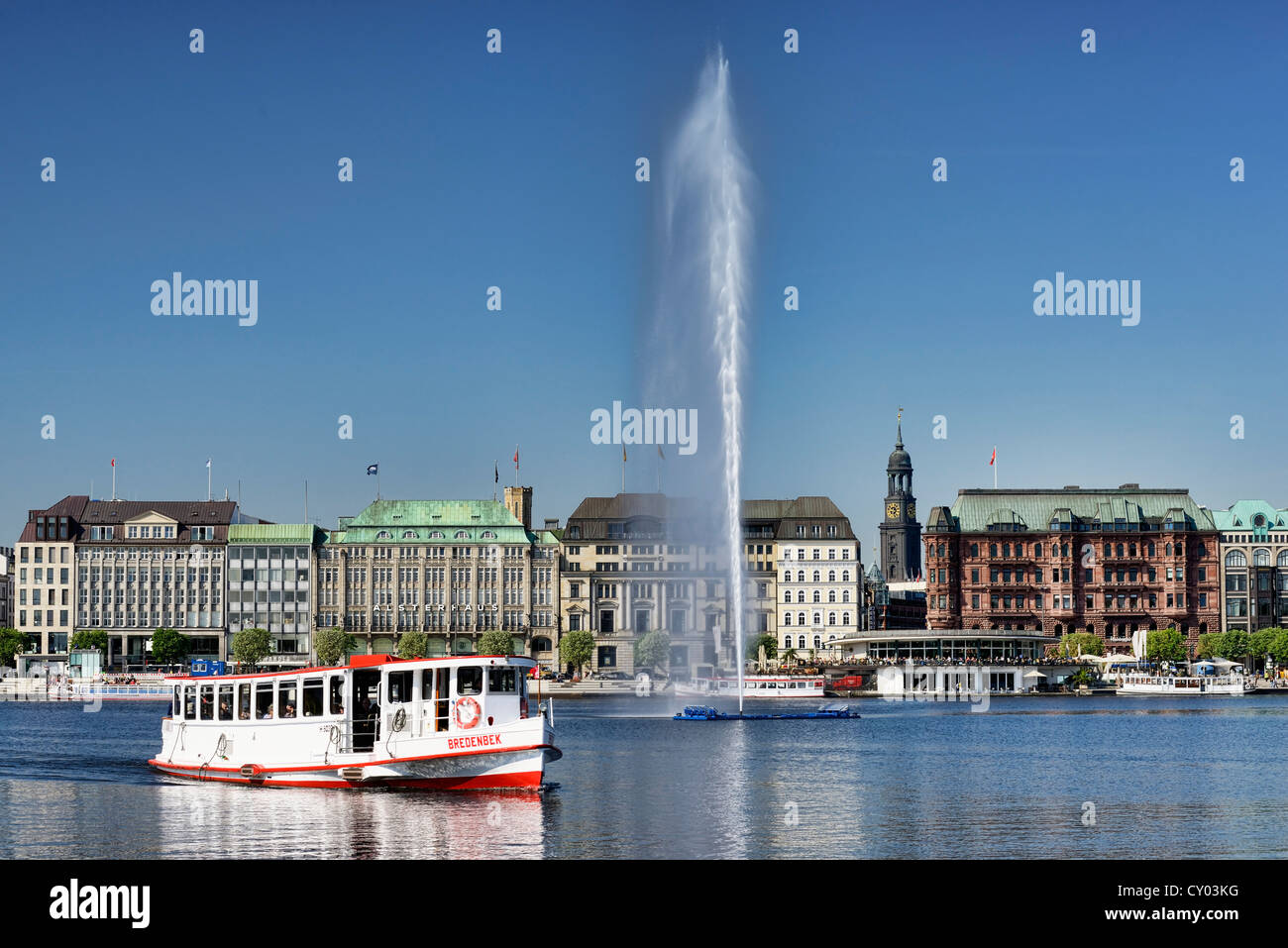 Lake Binnenalster, Inner Alster Lake, pleasure boat, Hamburg Stock ...
