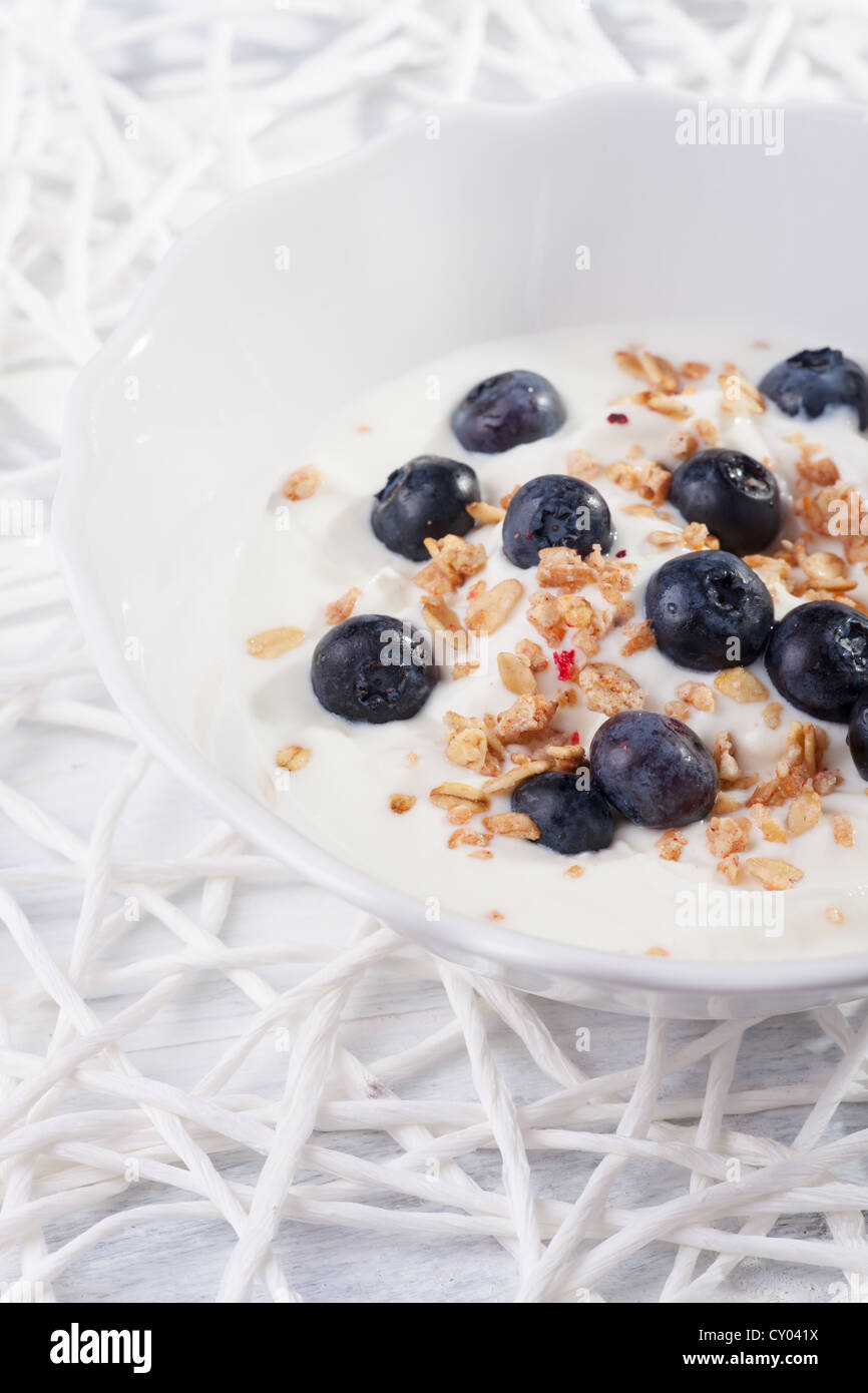 blueberry and yogurt with muesli Stock Photo - Alamy