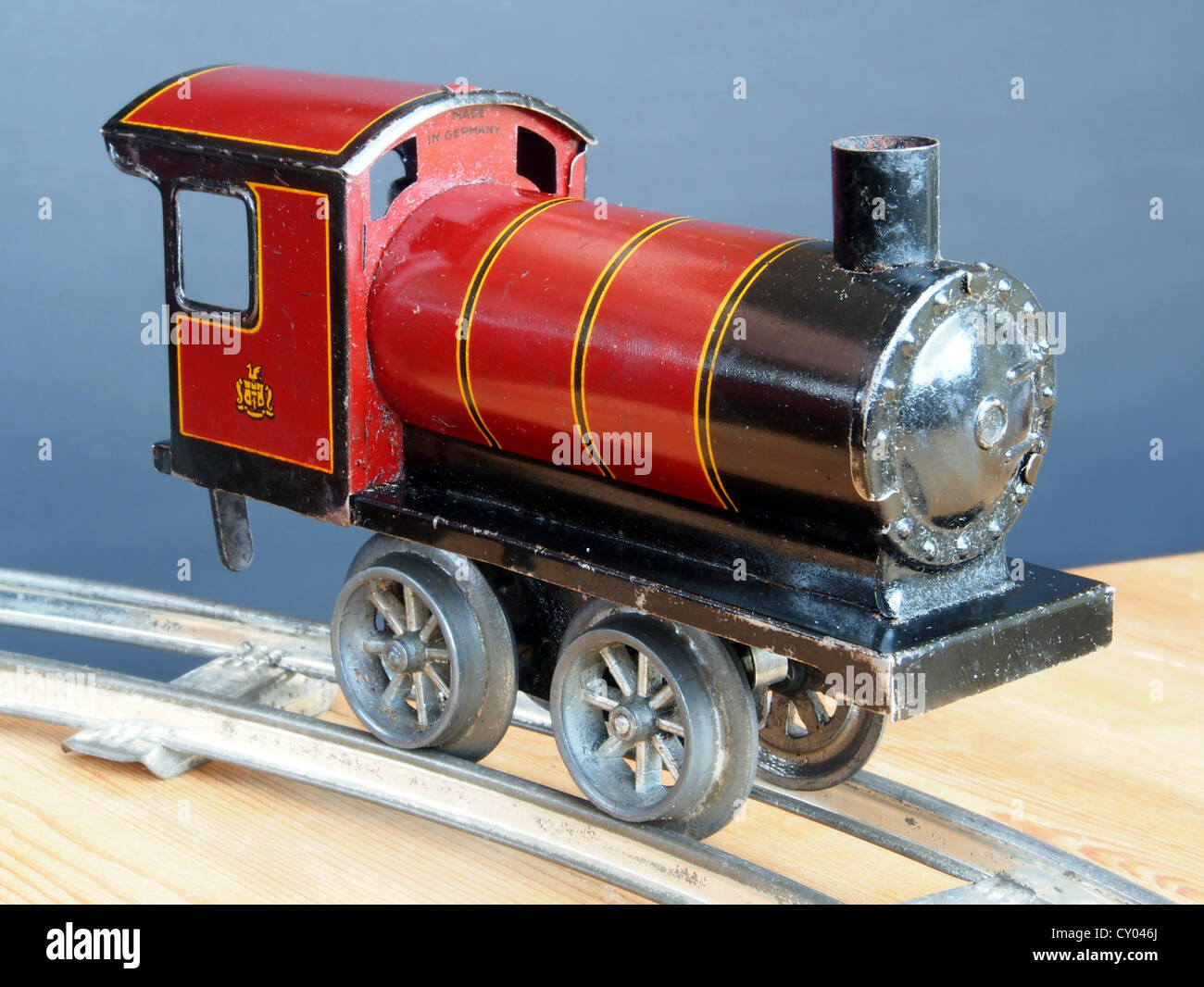 Made in Germany Tin clockwork toy train from around 1900 Stock Photo ...