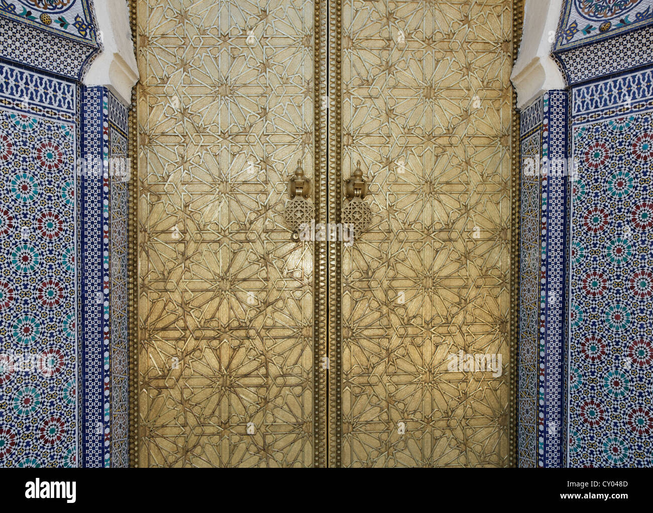 Golden gate at teh Dar El Makhzen, royal palace, Fes, Fez, Fès ...