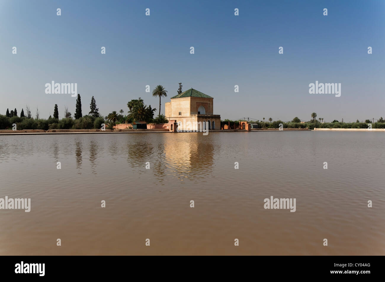 Pavilion in the Menara Gardens, city park of Marrakech, UNESCO World ...