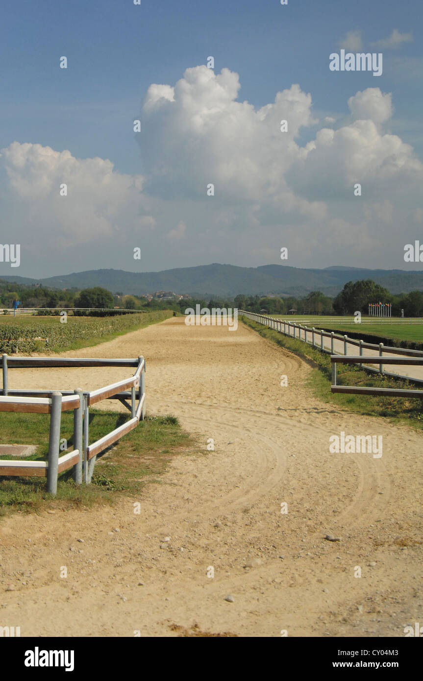 A sand track for training horses, Ville a Sesta, Tuscany, Italy, Europe ...