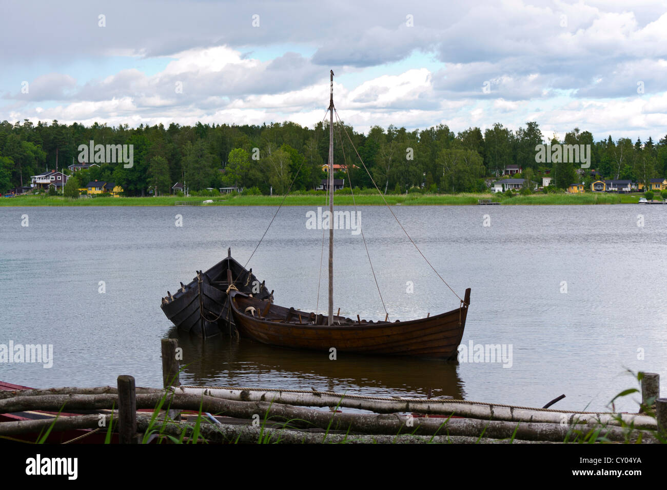 Wooden viking sail ships Stock Photo - Alamy